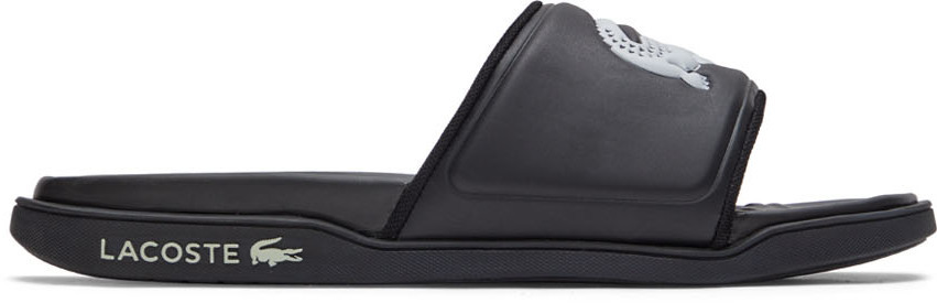 Lacoste Black Croco Dualiste Slides Lacoste