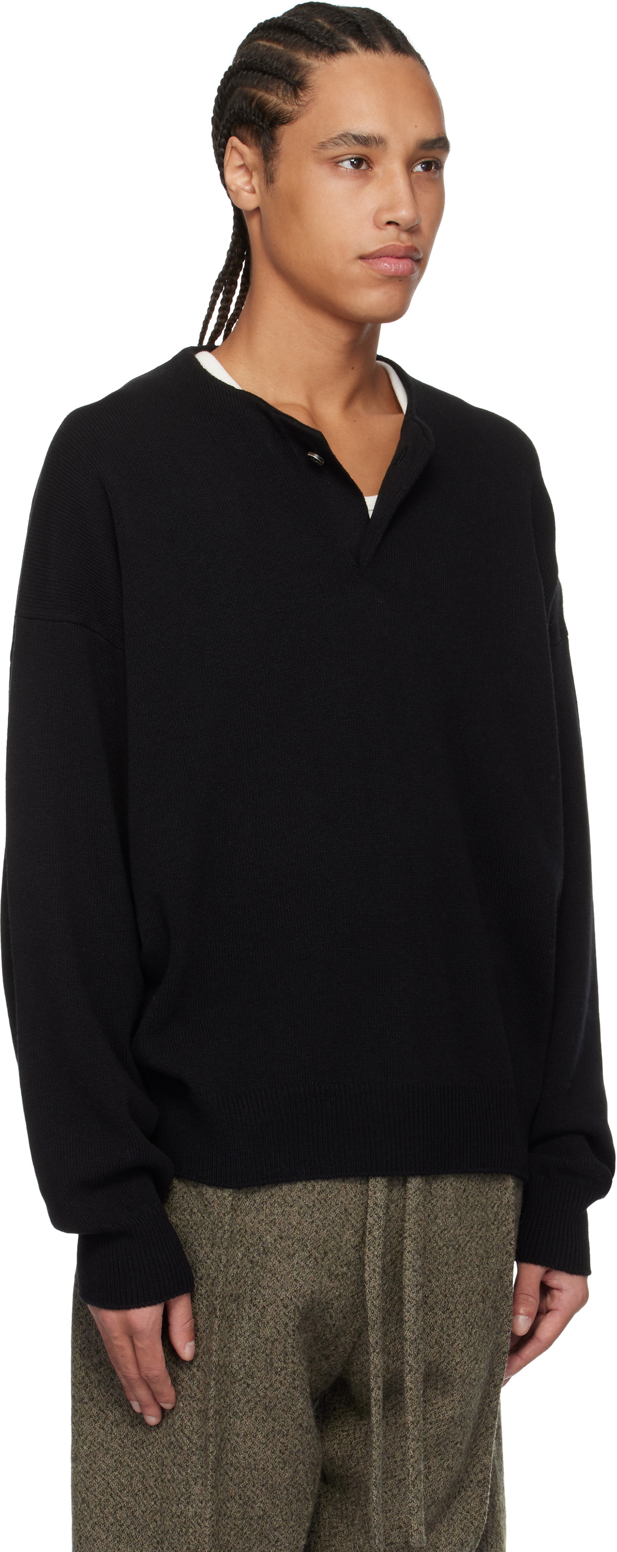 Fear of God Black Fine Knit Henley Fear Of God