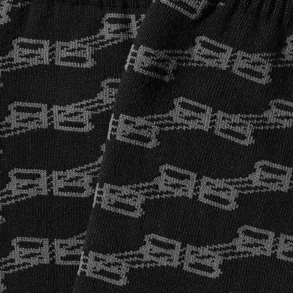 Balenciaga Men's BB Monogram Logo Sock in Black/Grey Balenciaga
