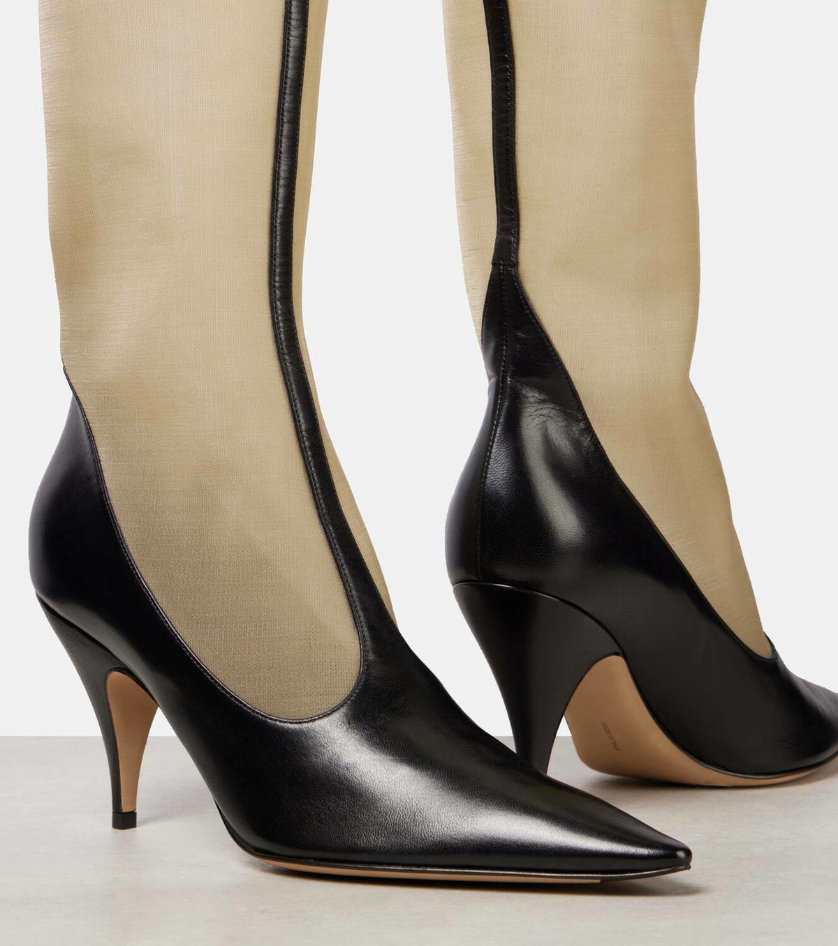 The Row Mesh and leather knee-high boots The Row