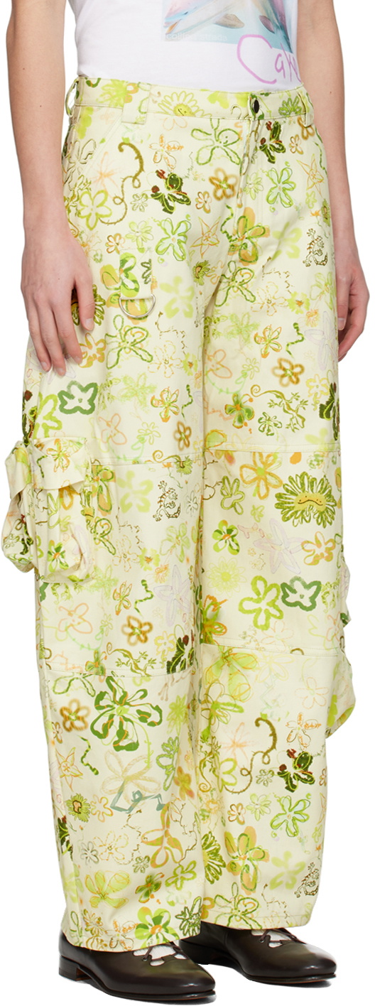Collina Strada Green Gecko Doodle Lawn Cargo Pants Collina Strada
