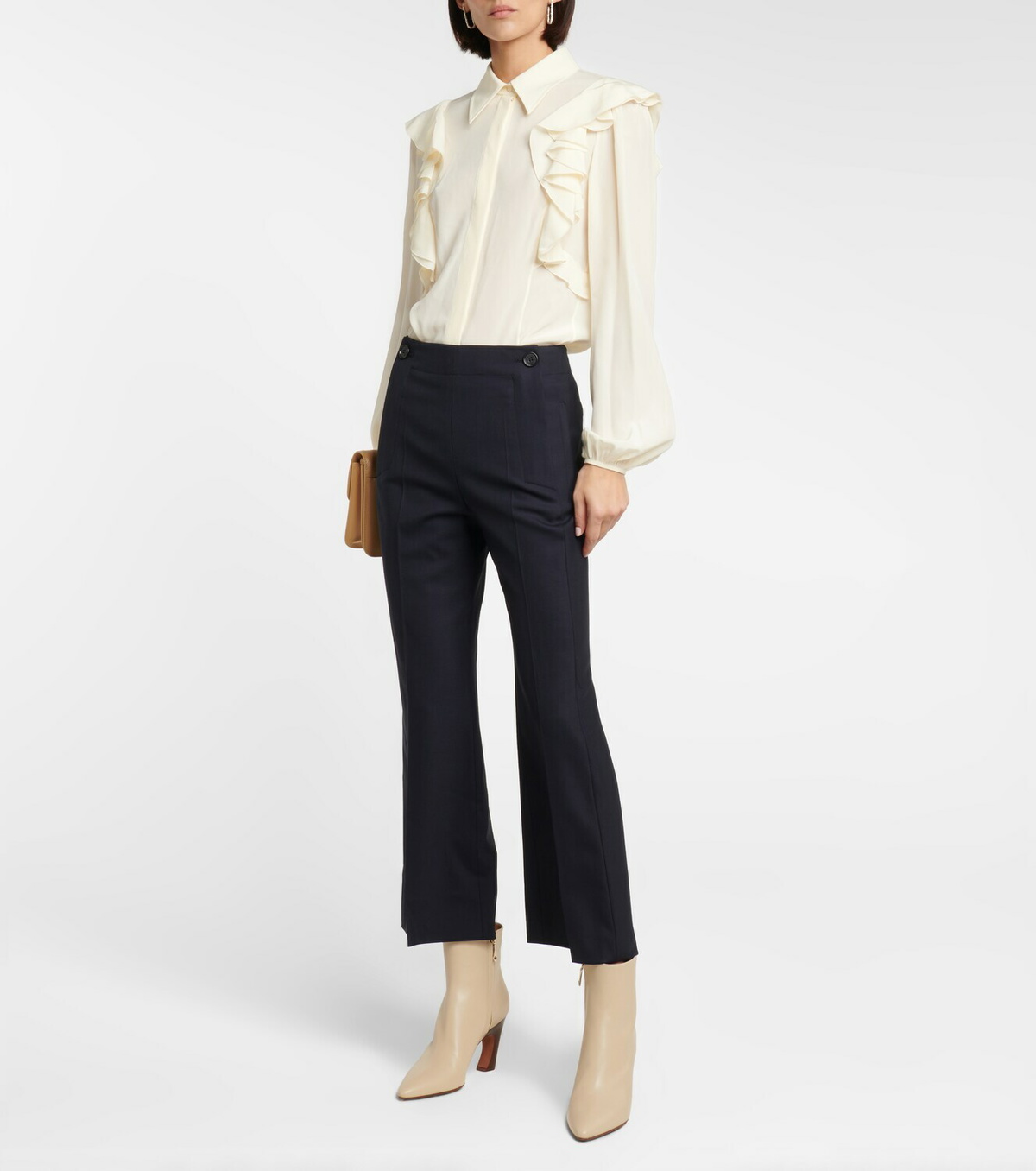 Chloe - High-rise cropped flared wool pants Chloe