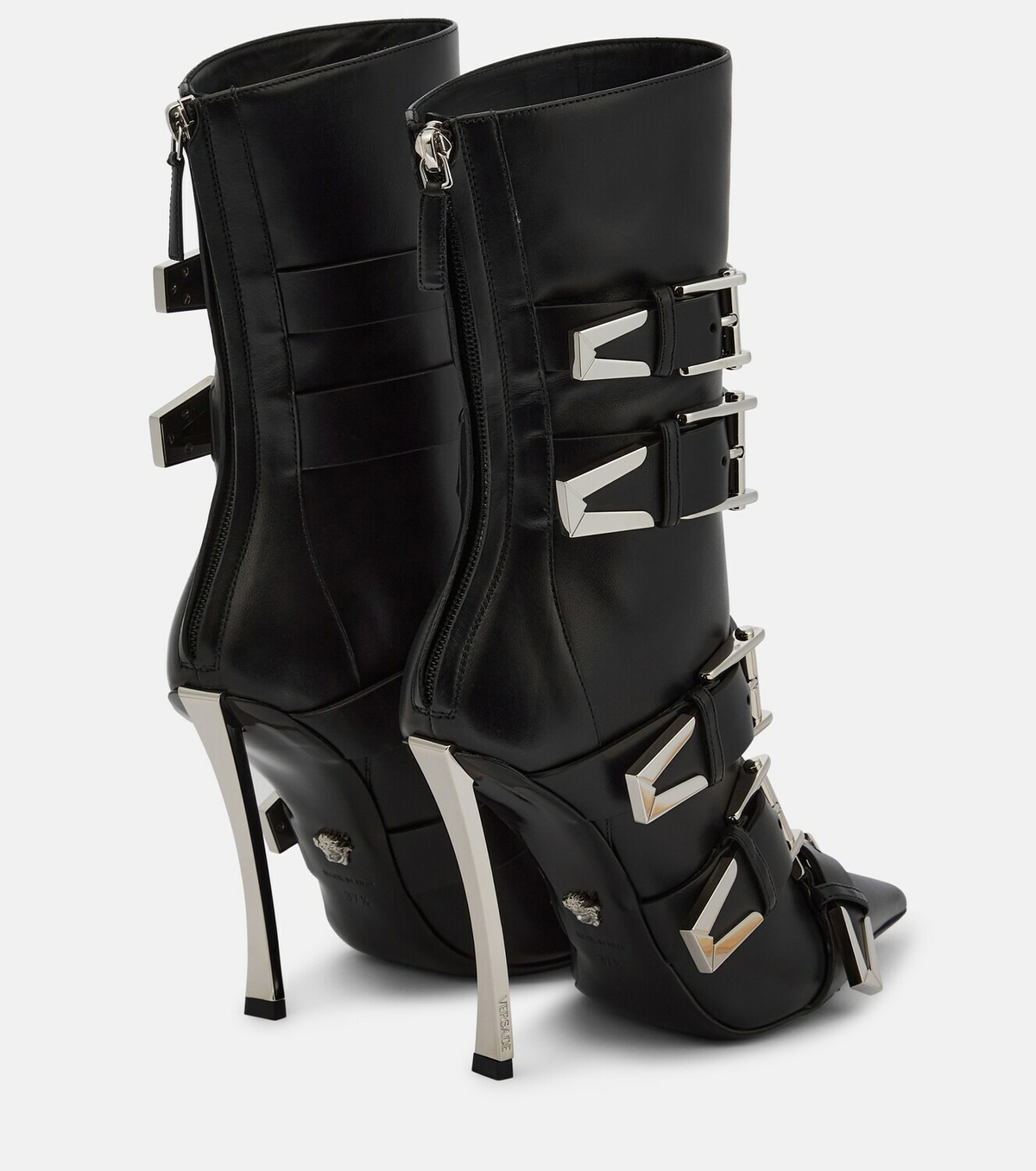 Versace - Pin-Point Buckle leather ankle boots Versace
