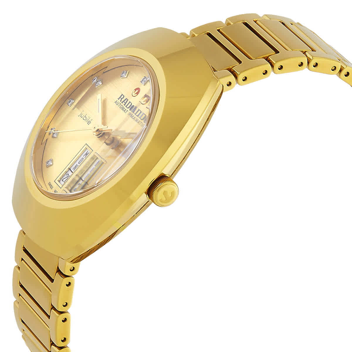 Rado Diastar Original Automatic Diamond Gold Dial Unisex Watch ...