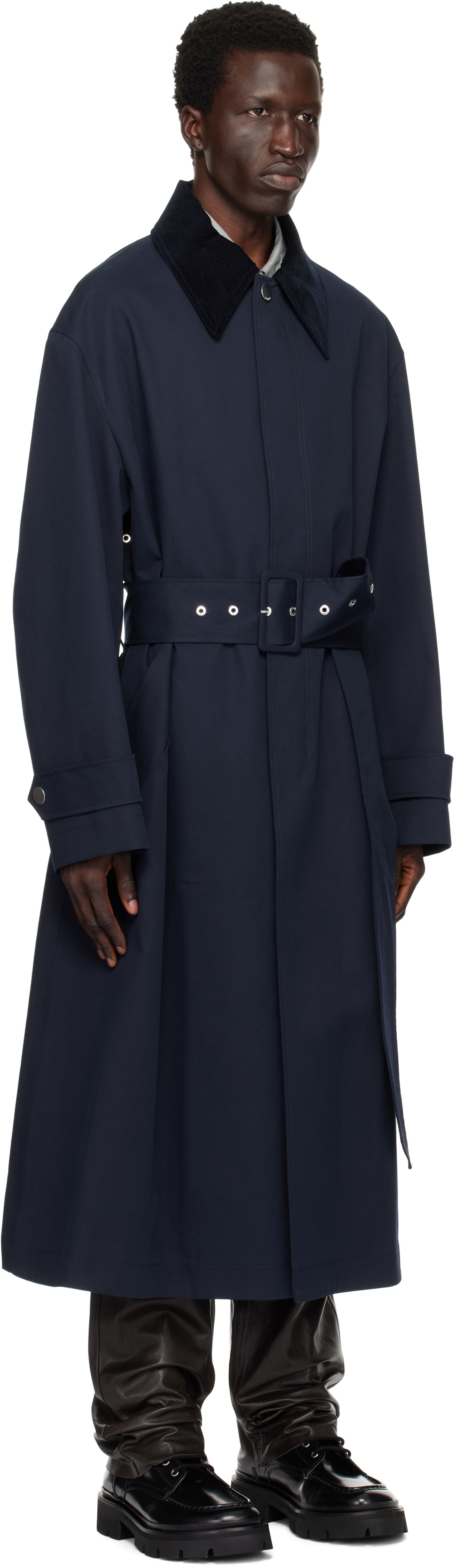 AMI Paris Navy Belted Mac Trench Coat AMI