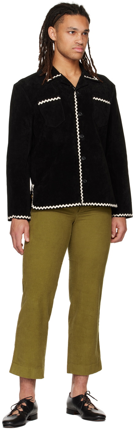 Bode Black Rickrack Suede Jacket Bode