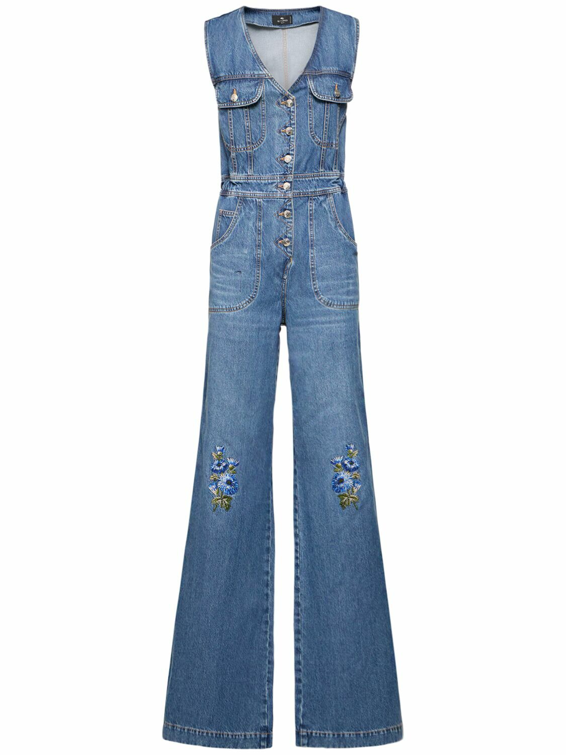 ETRO - Embroidered Denim Jumpsuit Etro