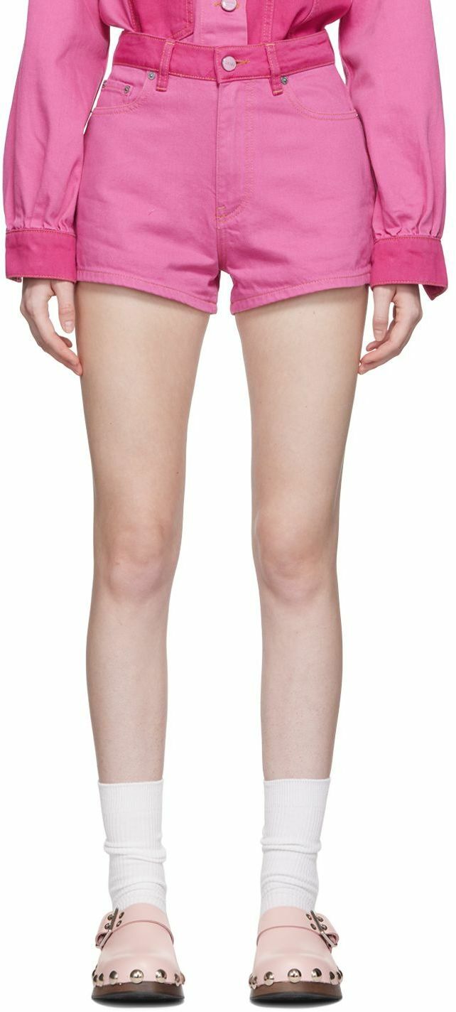 GANNI Pink Mini Denim Shorts GANNI