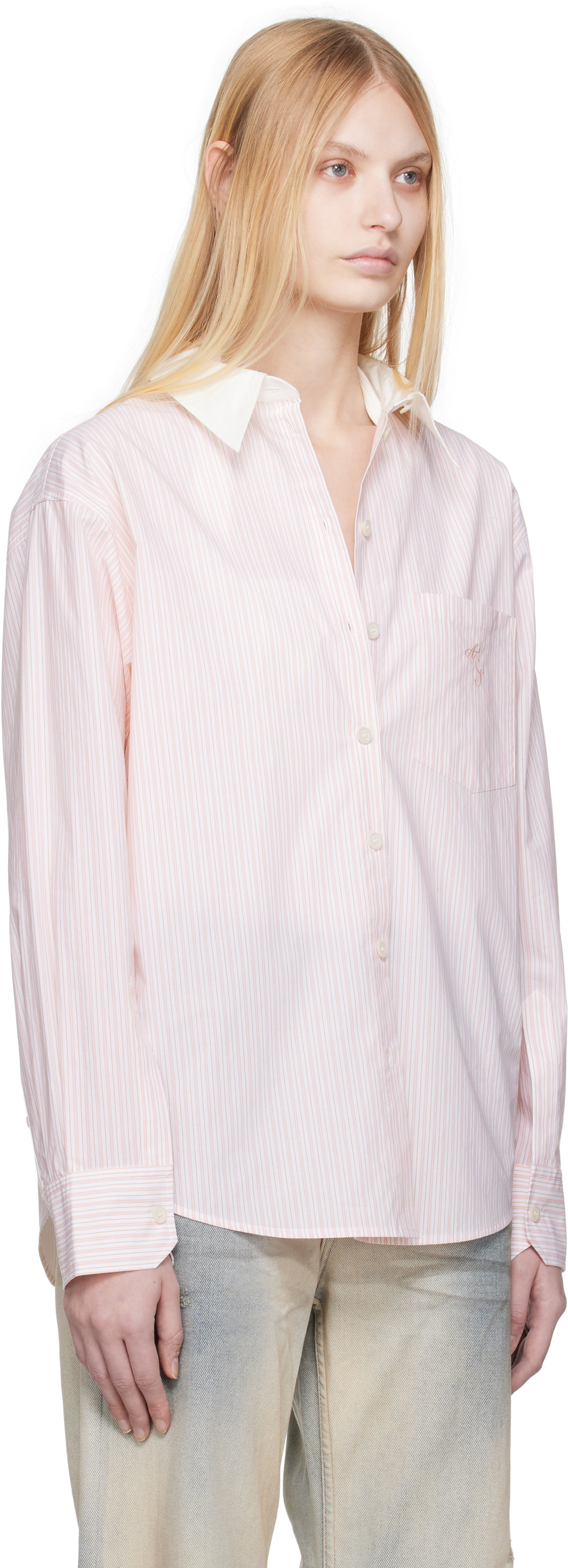 Acne Studios Pink Stripe Button-Up Shirt Acne Studios