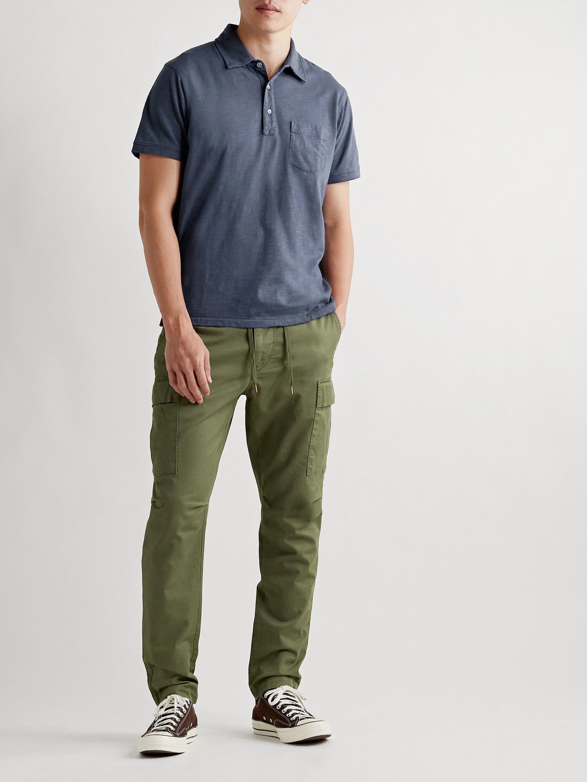 Alex Mill - Standard Slub Cotton-Jersey Polo Shirt - Blue Alex Mill