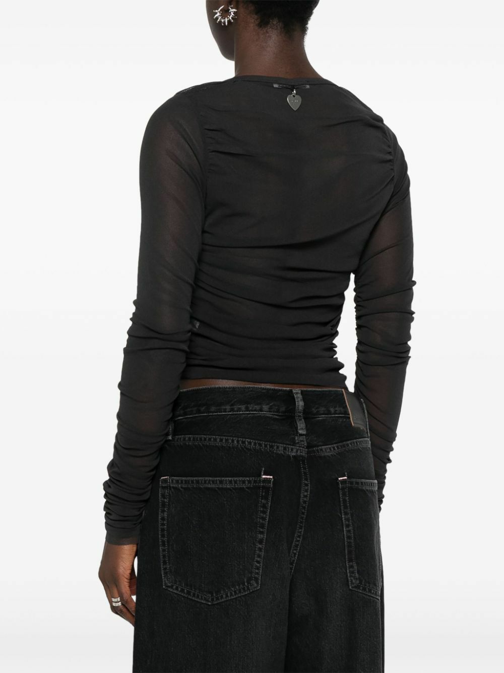 Acne Studios Grey Mesh Cropped Blouse Acne Studios