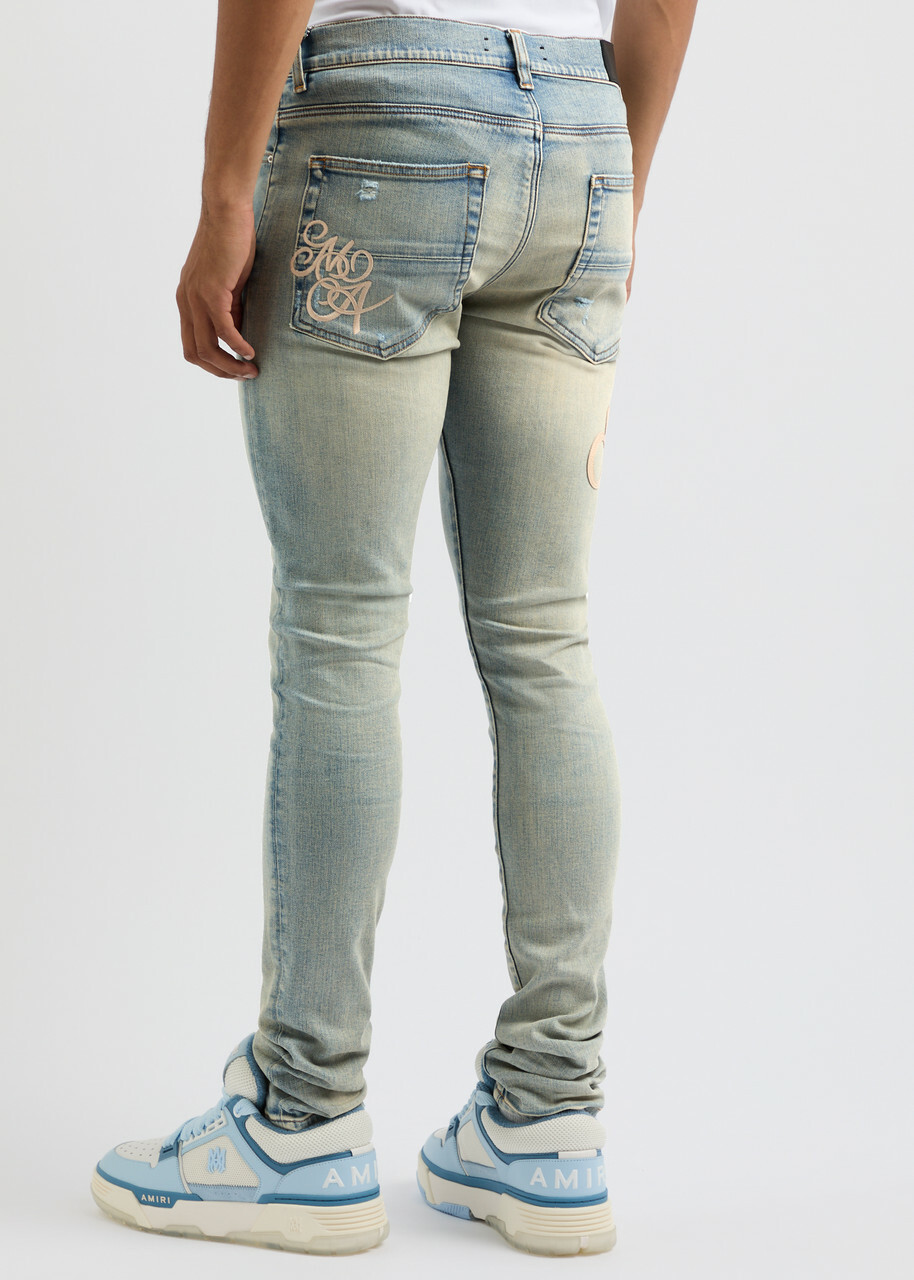 Amiri Logo-appliquéd Skinny Jeans Light Blue Amiri