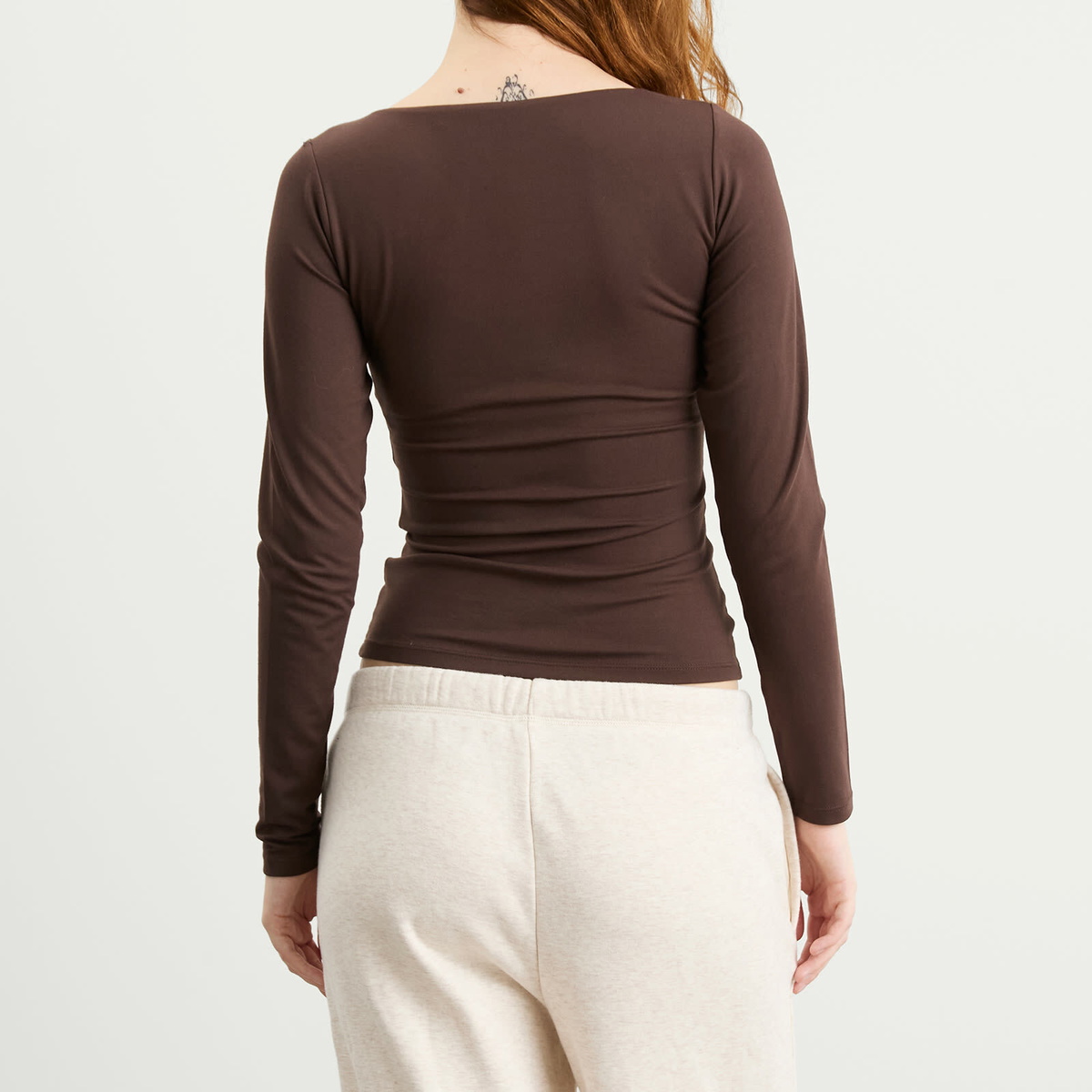 SKIMS Women's Smooth Layers Square Neck Long Sleeve Top in Espresso SKIMS