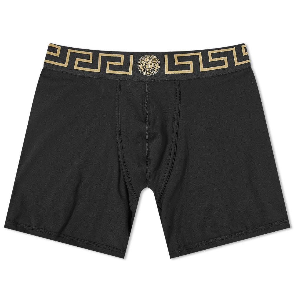 Versace Men's Greek Logo Waistband Boxer in Black/Gold Versace