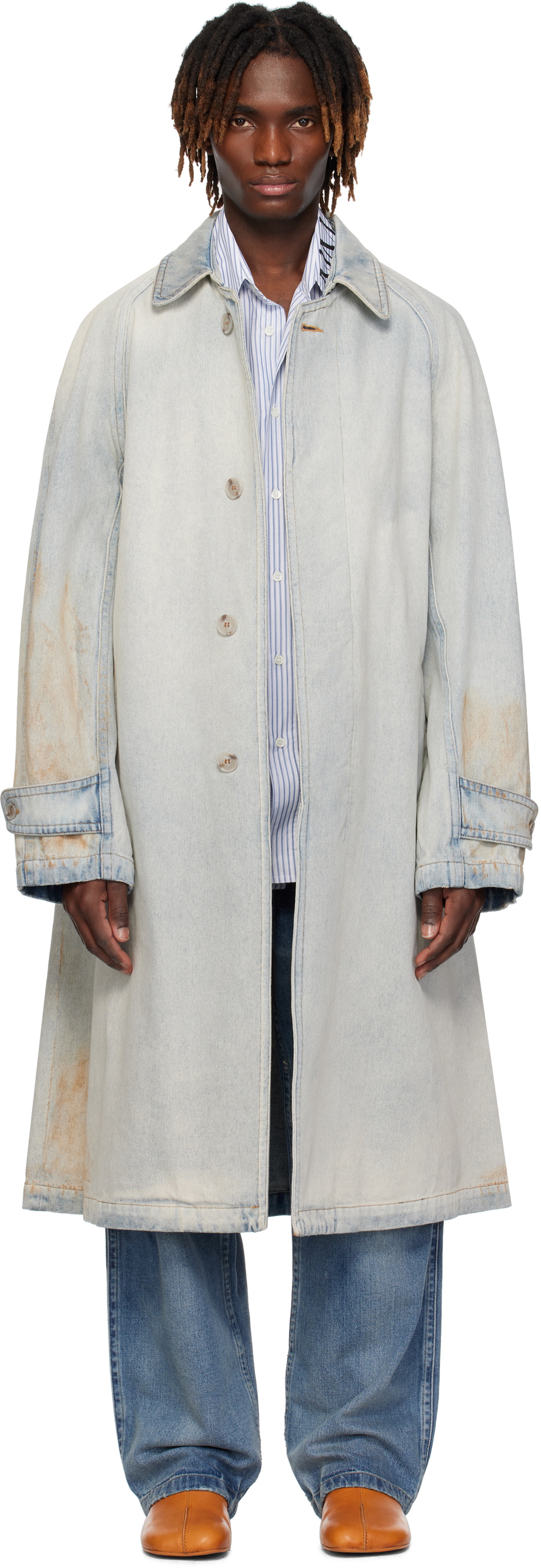 MM6 Maison Margiela Blue Trench Denim Coat MM6 Maison Margiela