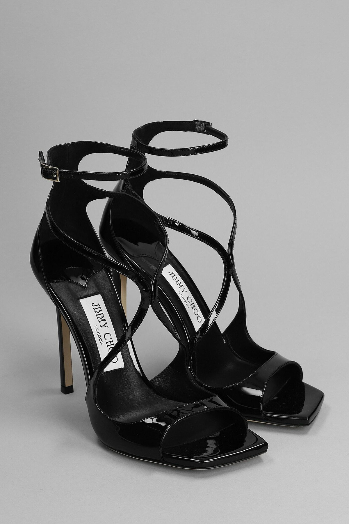 Jimmy Choo Azia 110 Sandals In Black Patent Leather Jimmy Choo
