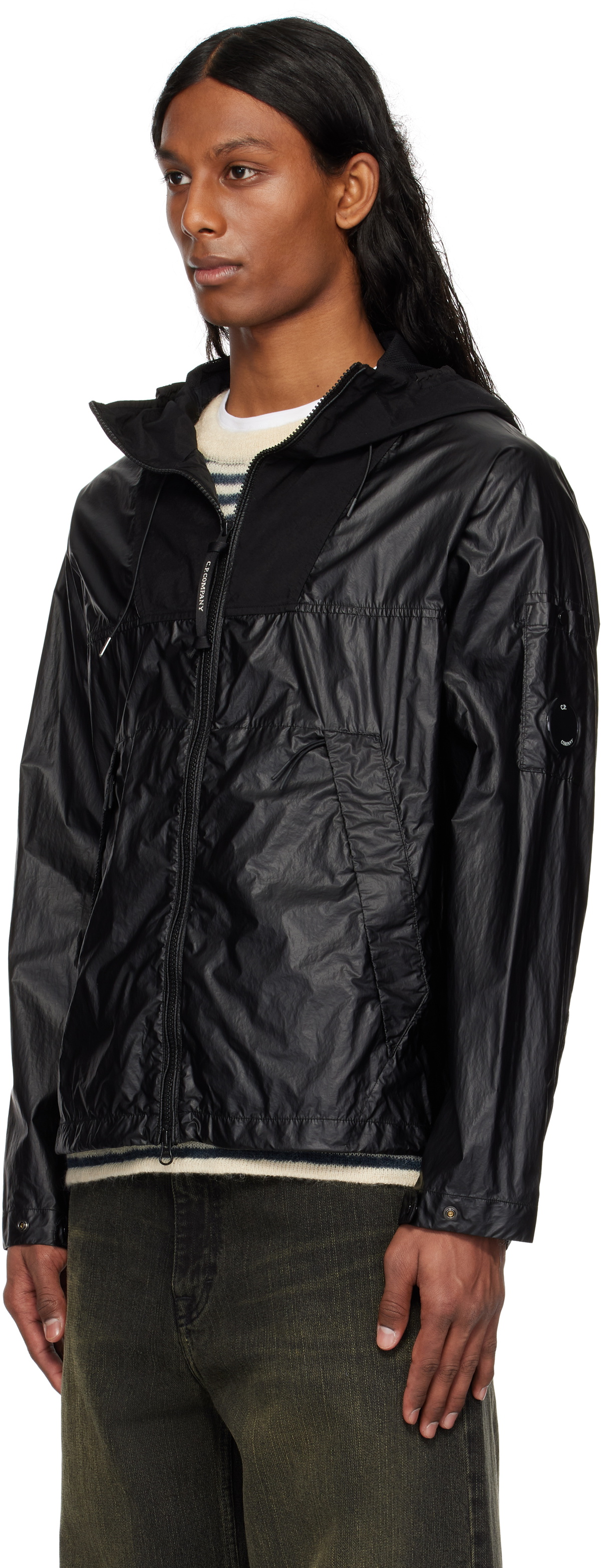 C.P. Company Black CS II Mixed Hooded Lens Jacket C.P. Company