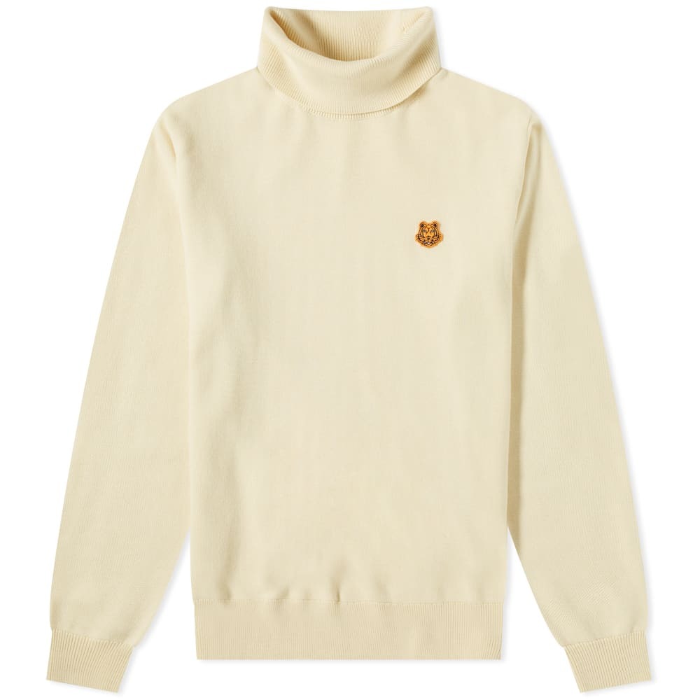 Kenzo Men's Tiger Crest Roll Neck Knit in Cream Kenzo
