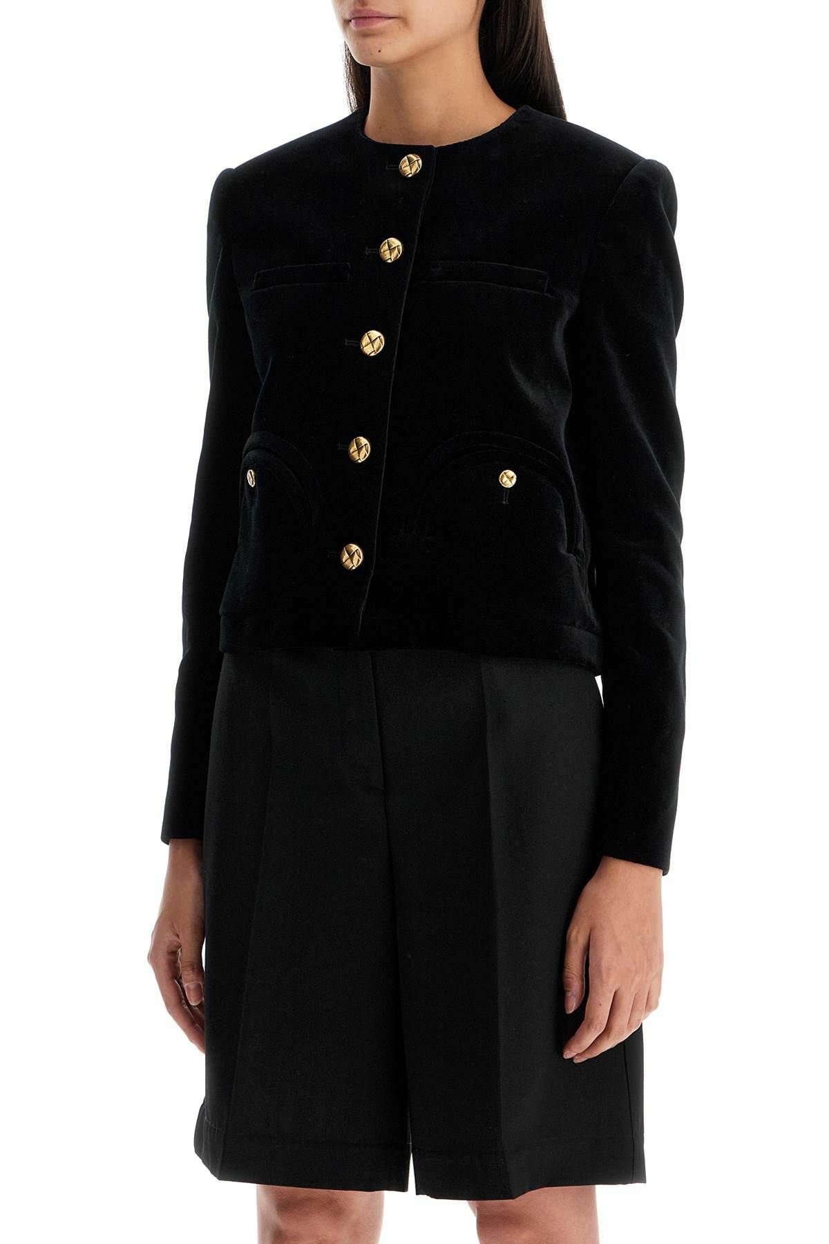 BLAZE MILANO cotton velvet bolero jacket in Black Blaze Milano