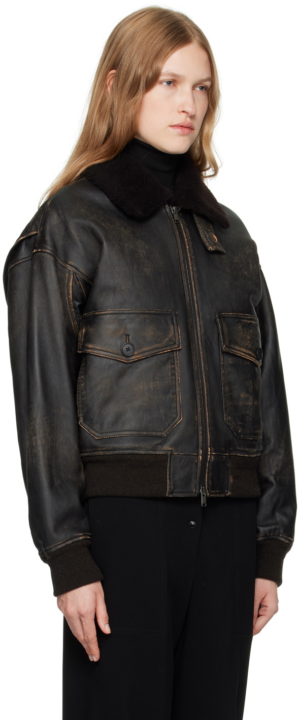 The Row Brown Adonis Leather Jacket The Row