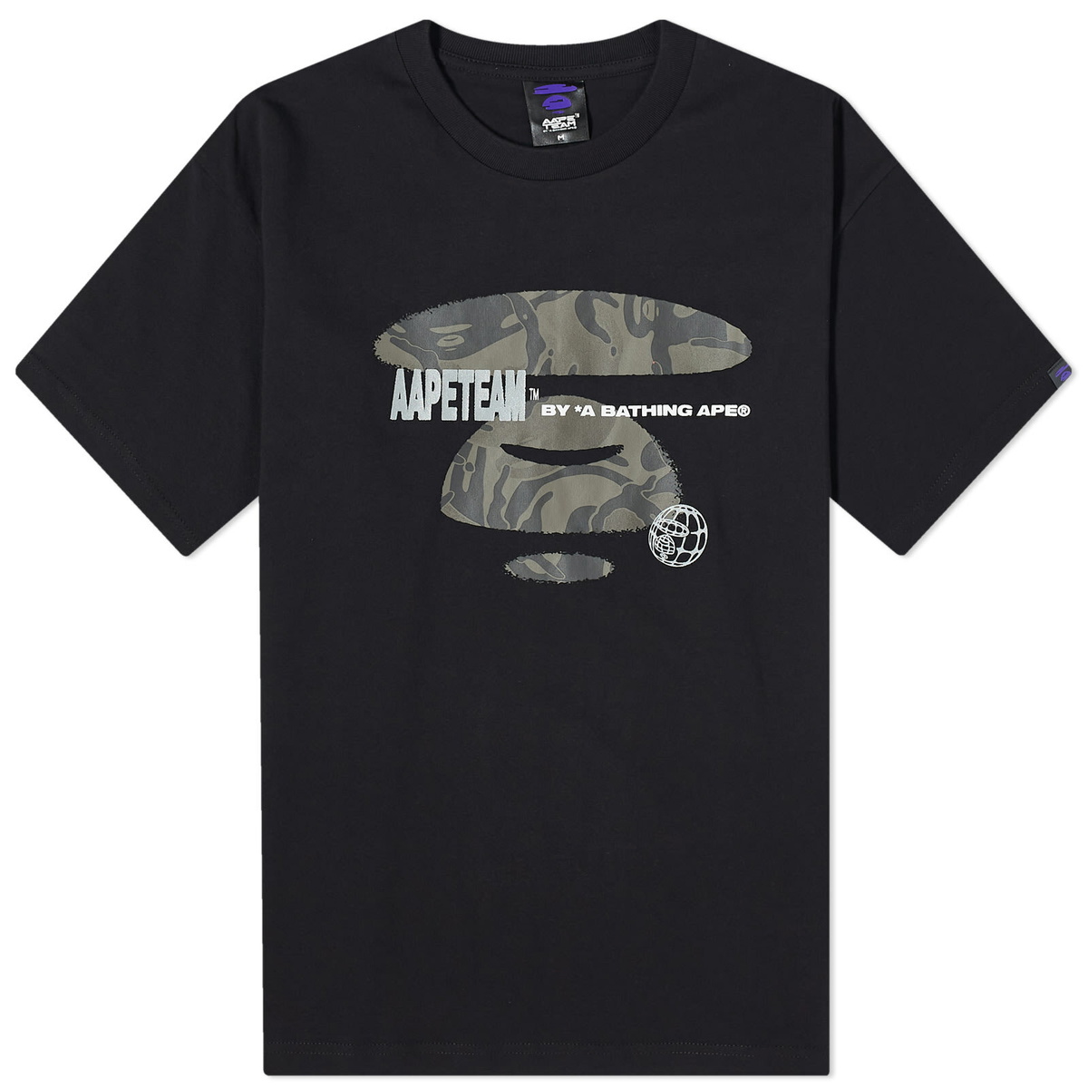 Men's AAPE Team Camo Moonface T-Shirt in Black AAPE by A Bathing Ape