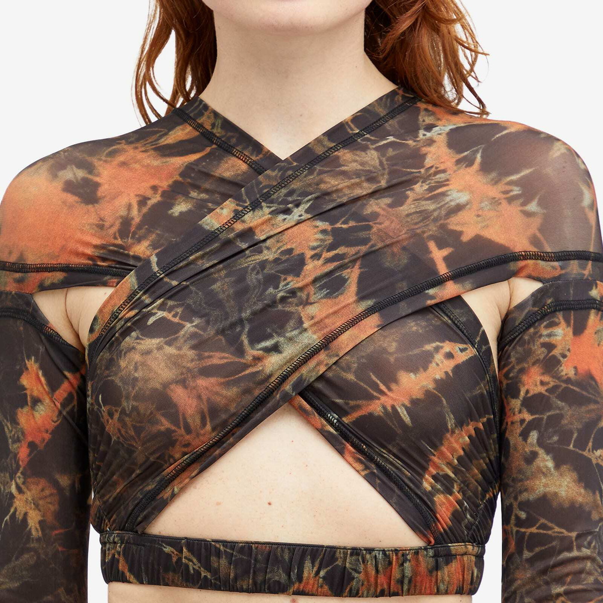 KNWLS Women's Anti Cross Over Top in Acid Flame KNWLS