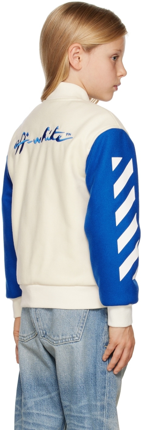 Off-White Kids Off-White & Blue Patches Bomber Jacket Off-White