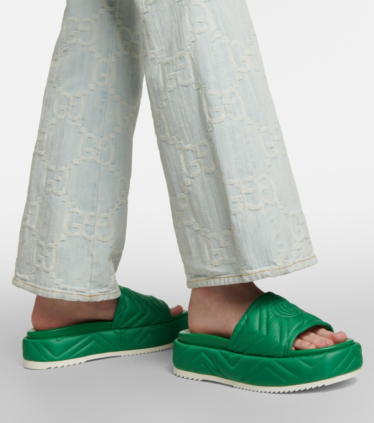 Gucci - Angelina quilted satin platform sandals Gucci