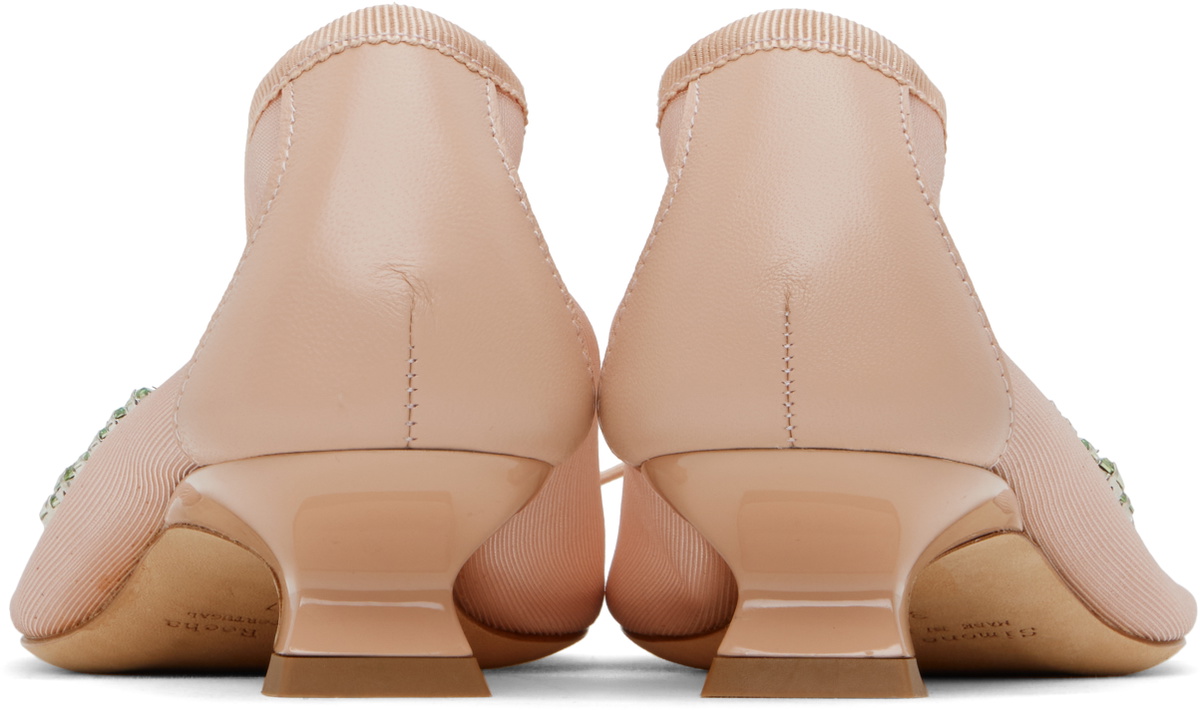 Simone Rocha Pink Embellished Flower Mesh Ballerina Heels Simone Rocha