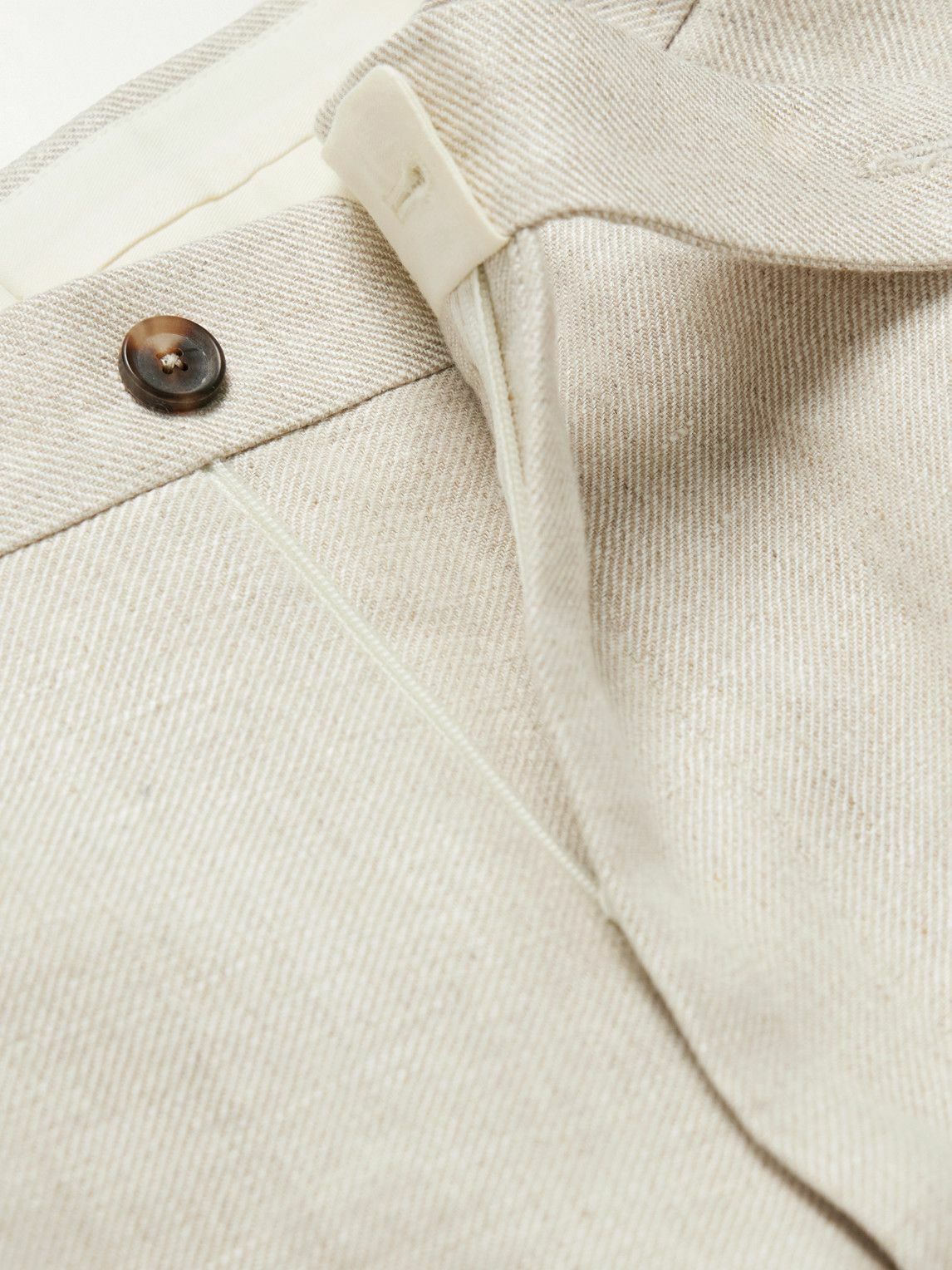 De Petrillo - Straight-Leg Pleated Linen Suit Trousers - Neutrals De ...