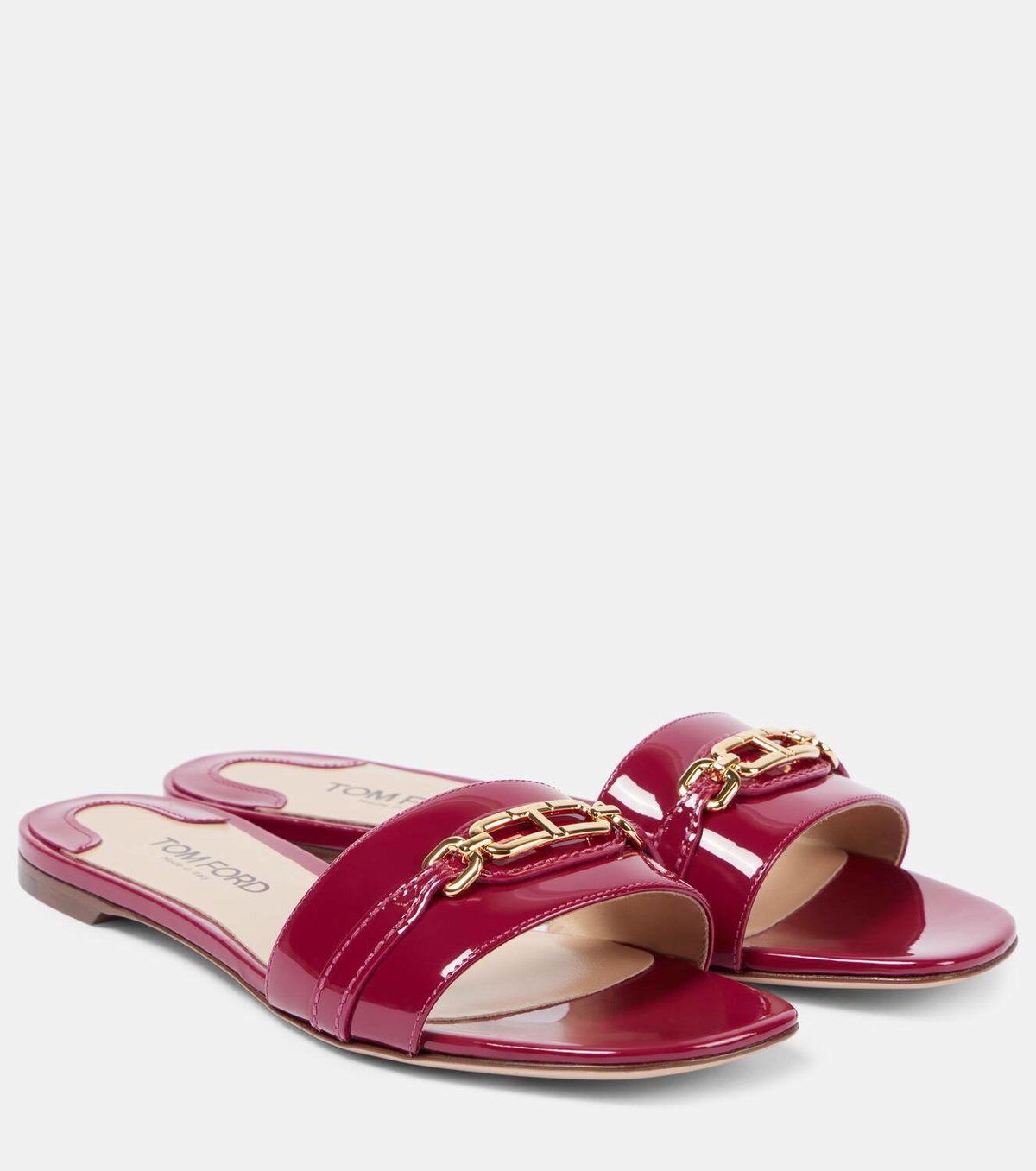 Tom Ford Whitney Stadium T patent leather slides TOM FORD