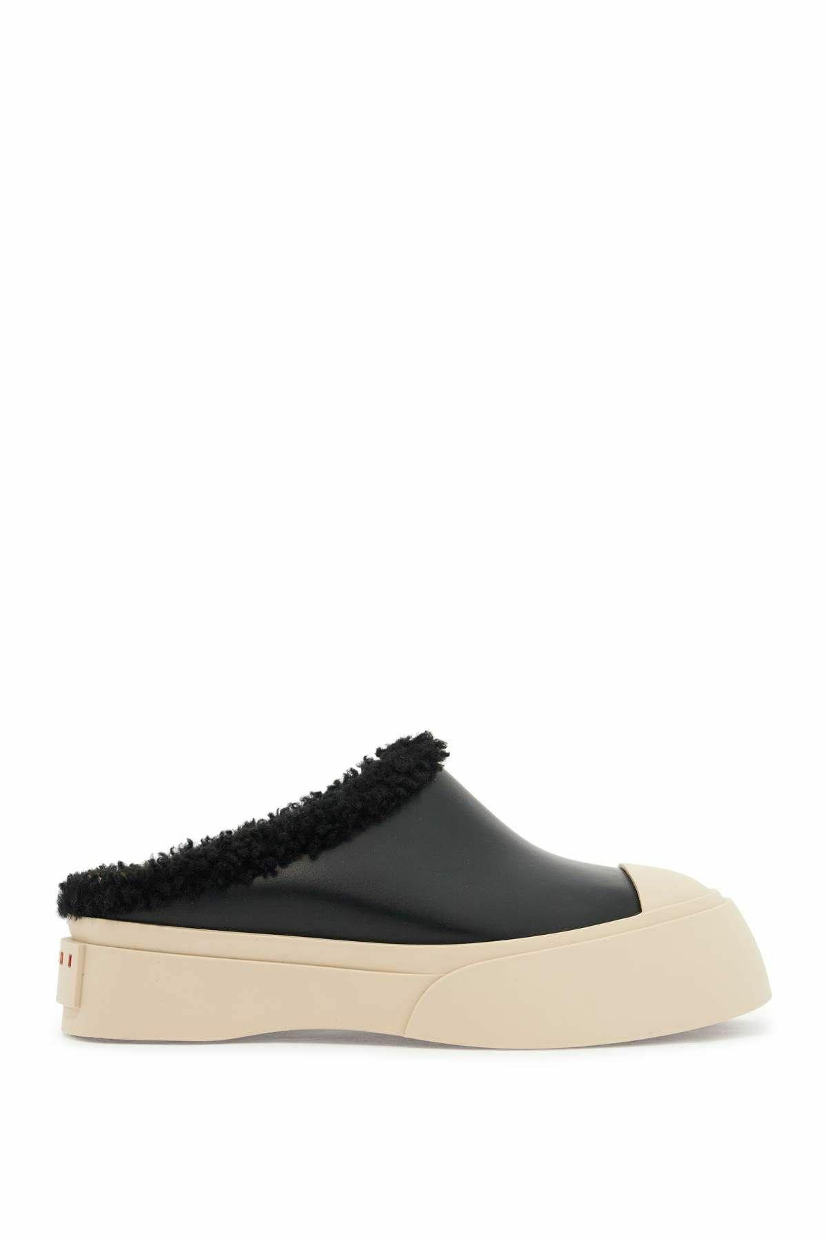 MARNI pablo leather and shearling clog Black Marni