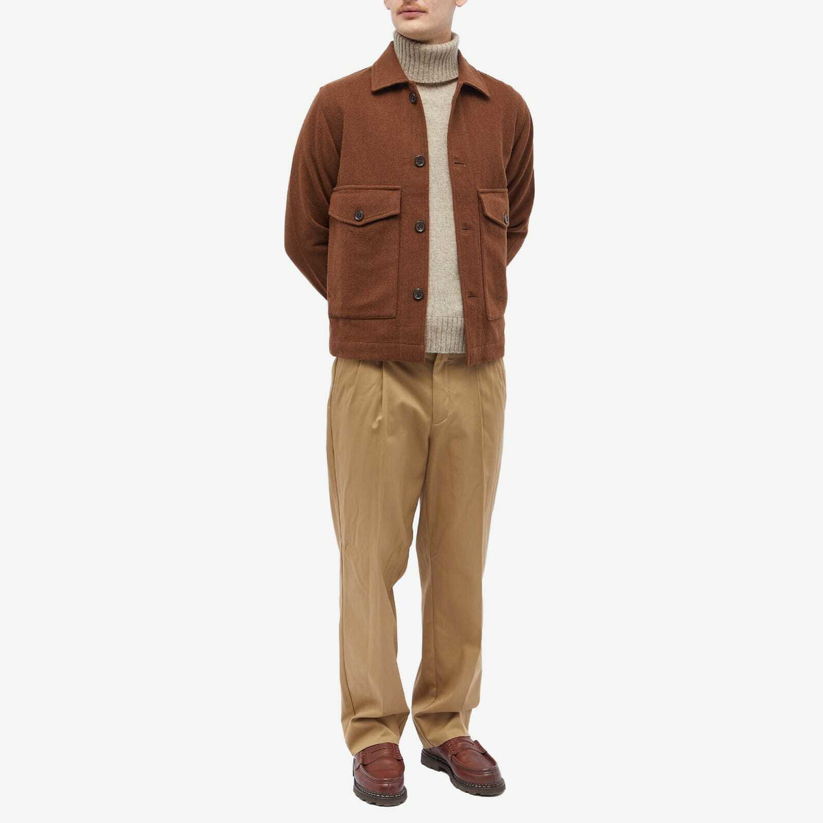 Universal Works Men's Soft Wool Watchman Jacket in Cumin Universal Works