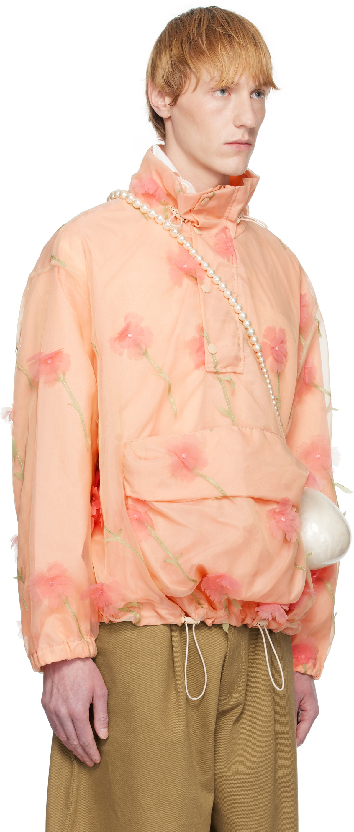 Simone Rocha Pink Carnation Organza Cagoule Jacket Simone Rocha