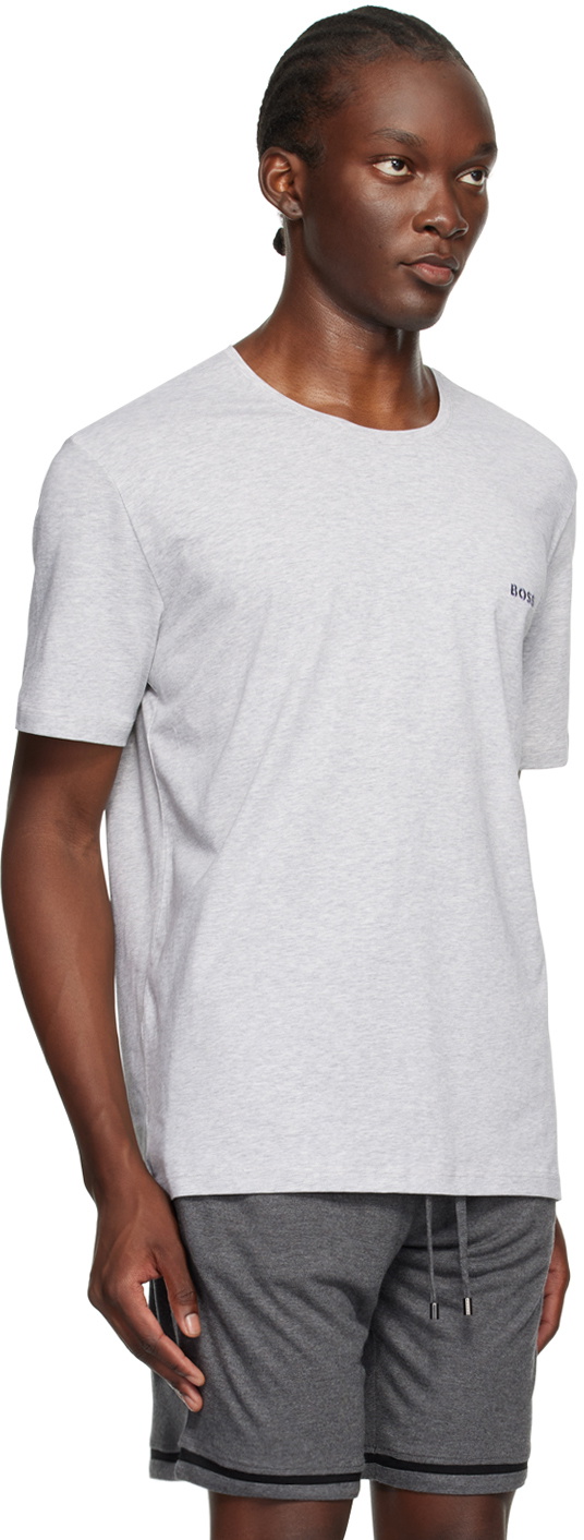 BOSS Gray Embroidered Logo T-Shirt BOSS