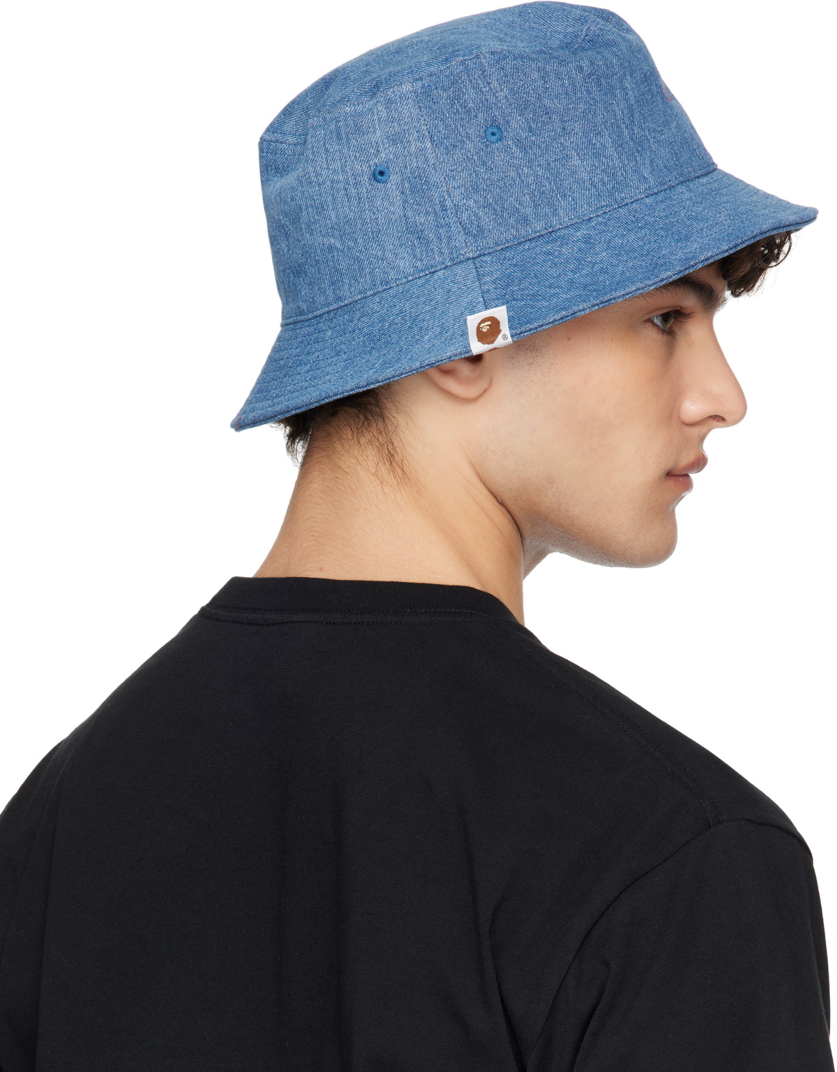 BAPE Blue Embroidered Logo Denim Bucket Hat A Bathing Ape