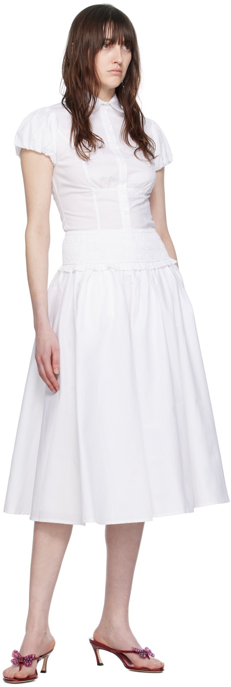 GUIZIO White Fontana Midi Skirt GUIZIO