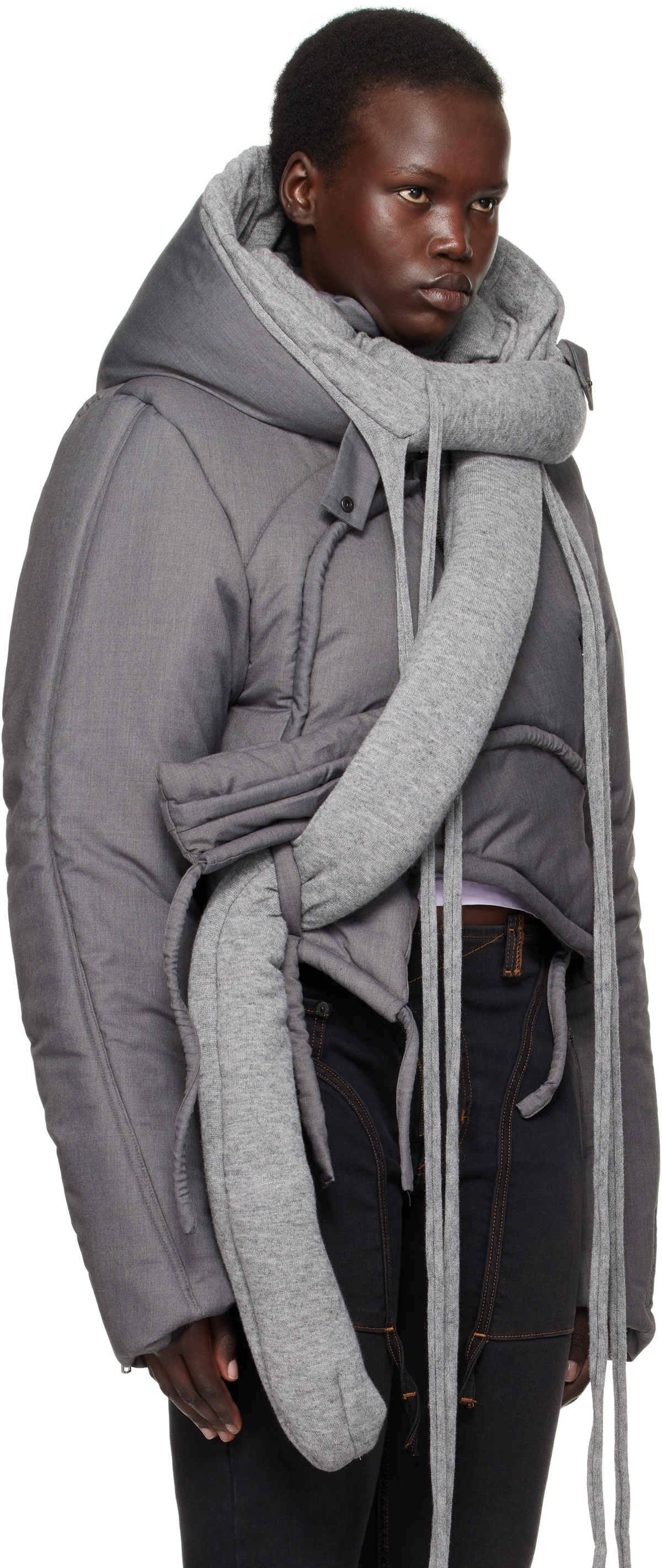 Ottolinger Gray Deconstructed Puffer Jacket Ottolinger