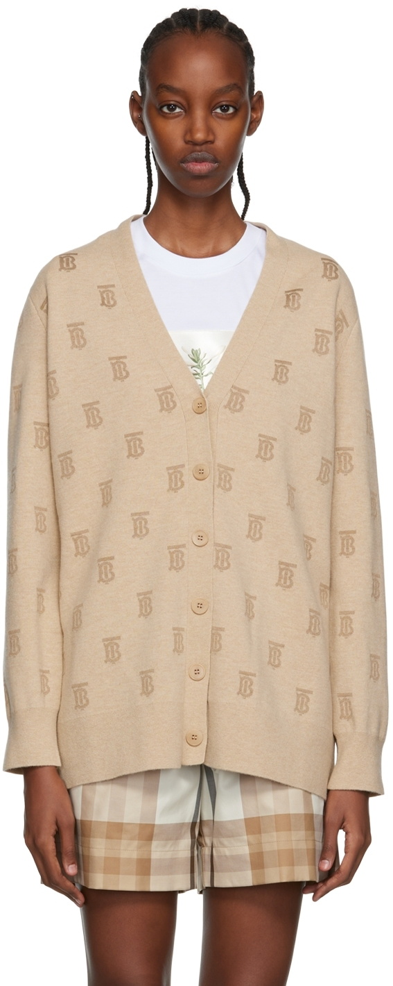 Burberry Beige Wool & Mulberry Silk Cardigan Burberry