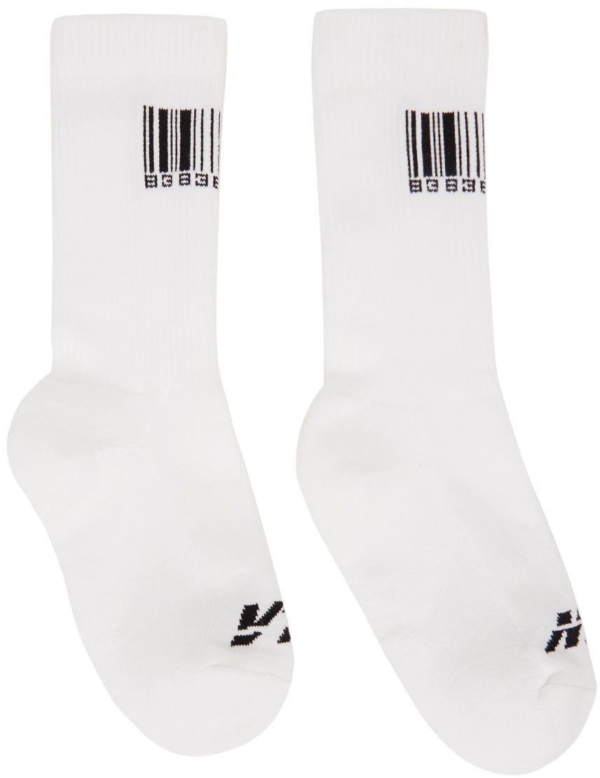 VTMNTS White Barcode Socks VTMNTS