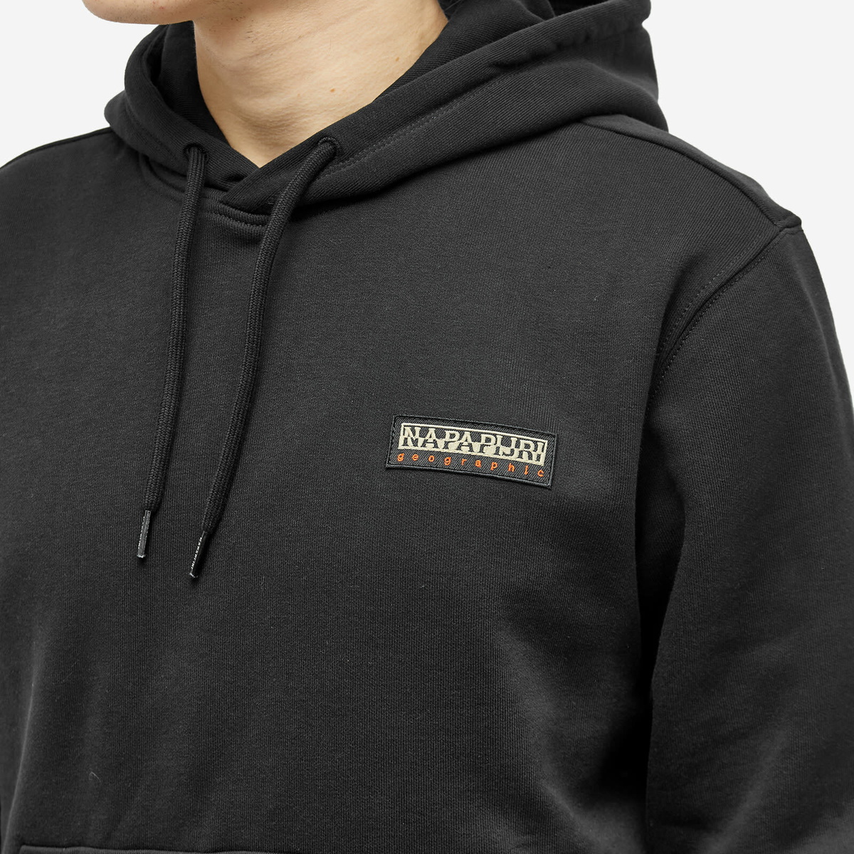 Napapijri Men's Iaato Patch Logo Hoodie in Black Napapijri