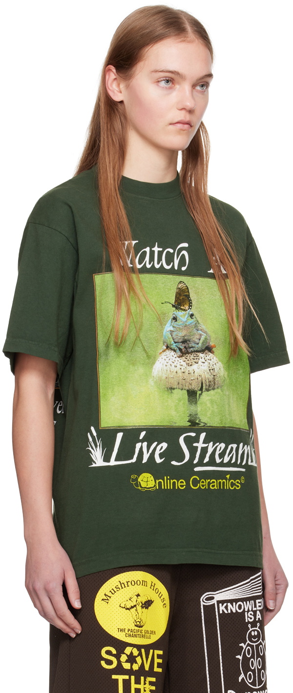 Online Ceramics Green 'Watch A Live Stream' T-Shirt Online Ceramics