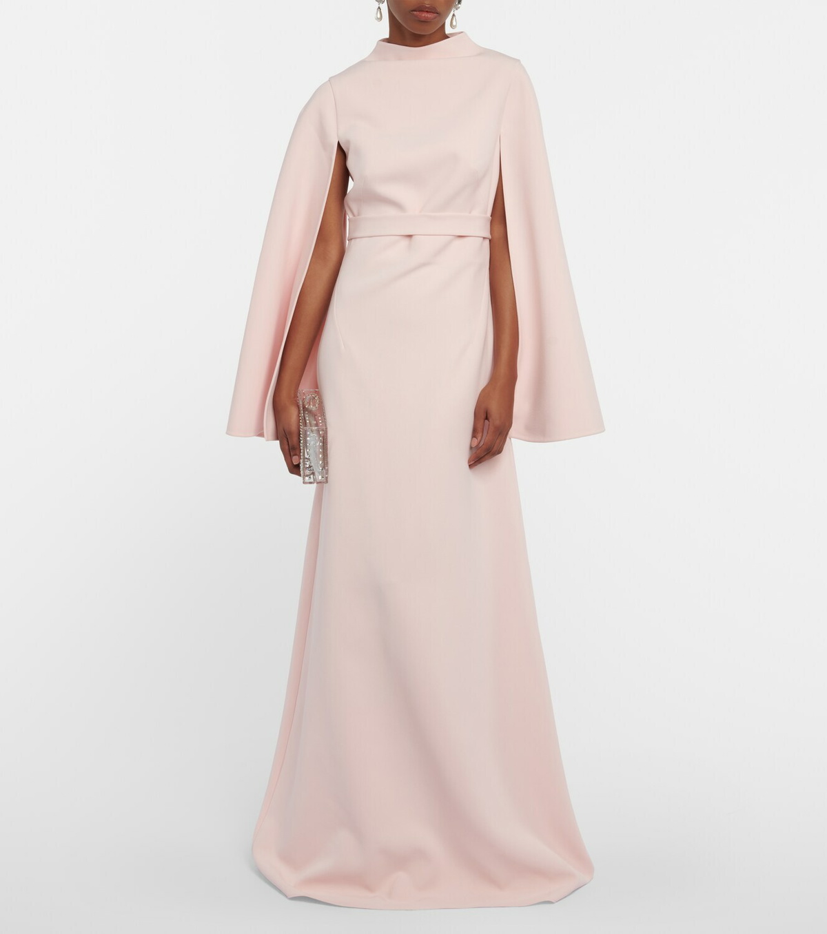 Safiyaa Cape-detail crêpe gown Safiyaa
