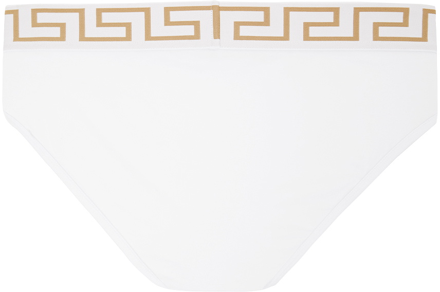 Versace Underwear Two-Pack White Greca Border Briefs Versace Underwear