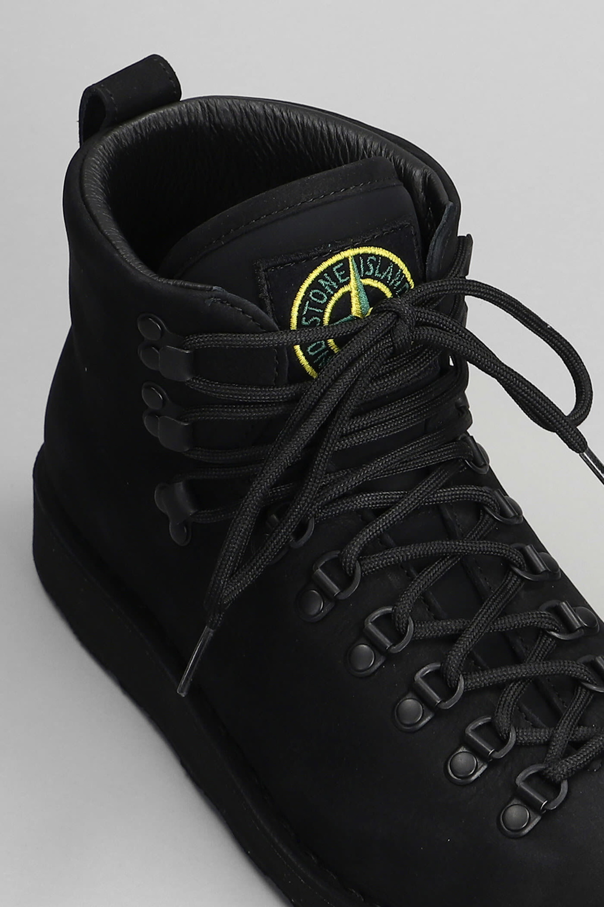 Stone Island Vibram Ankle Boots In Black Leather Stone Island