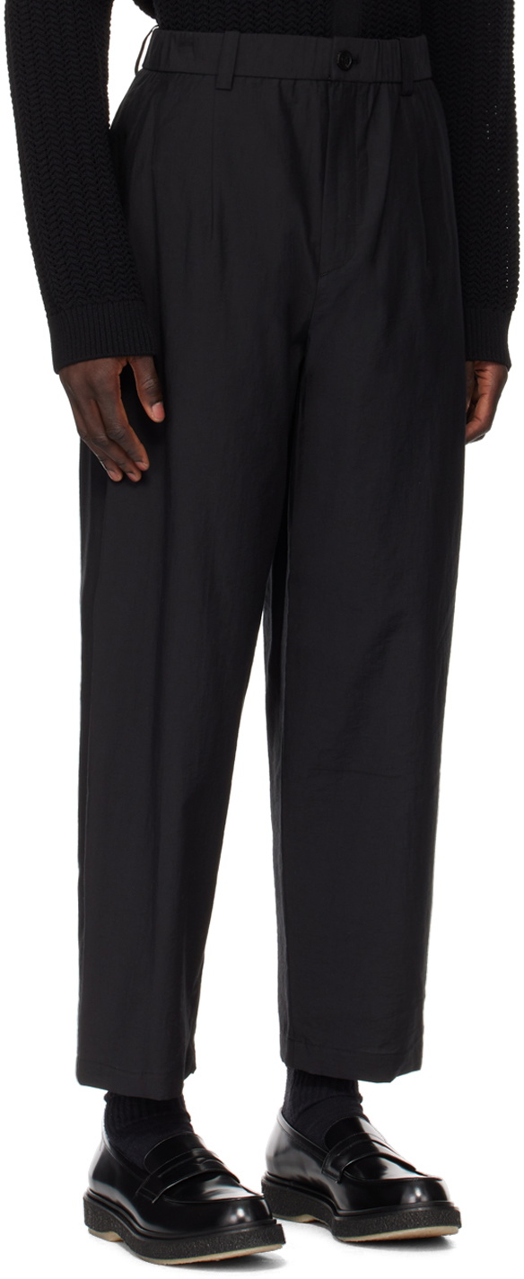 Solid Homme Black Elasticized Trousers Solid Homme