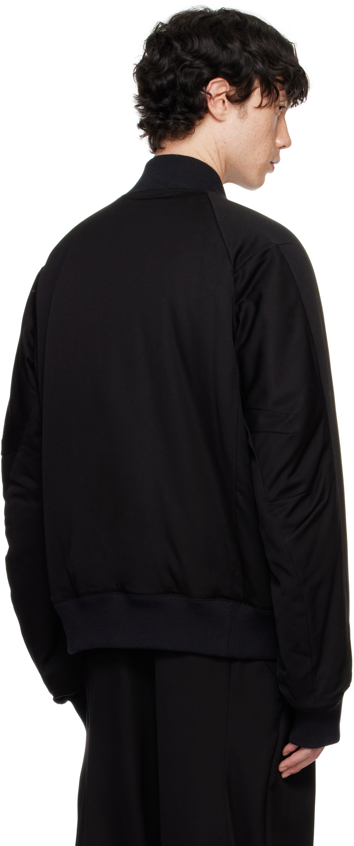 DEVOA Black Wool Bomber Jacket DEVOA