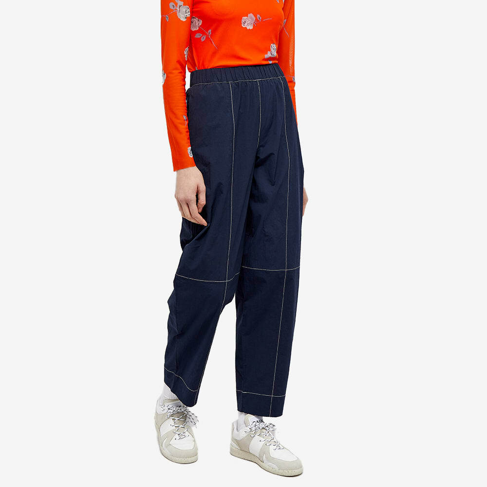 GANNI Women's Cotton Crepe Elasticated Curve Pant in Sky Captain GANNI
