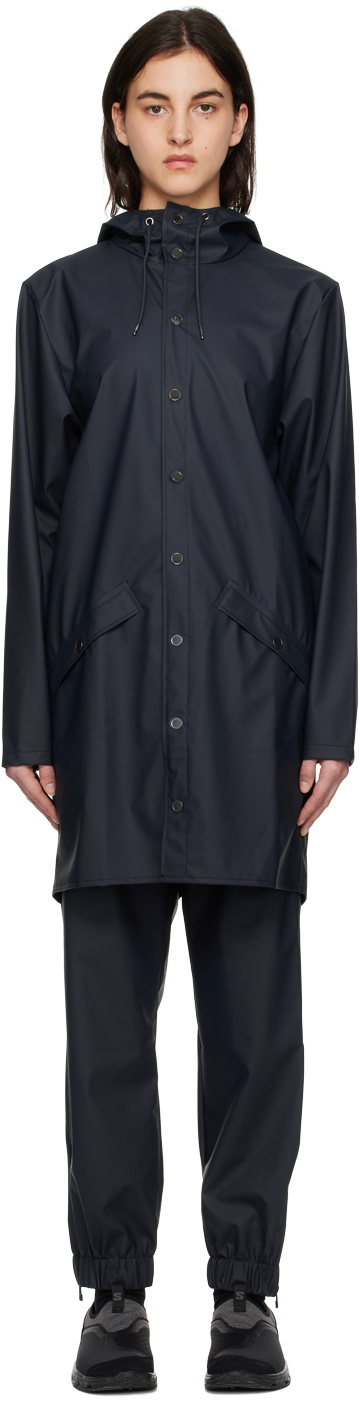 RAINS Navy Long Coat Rains