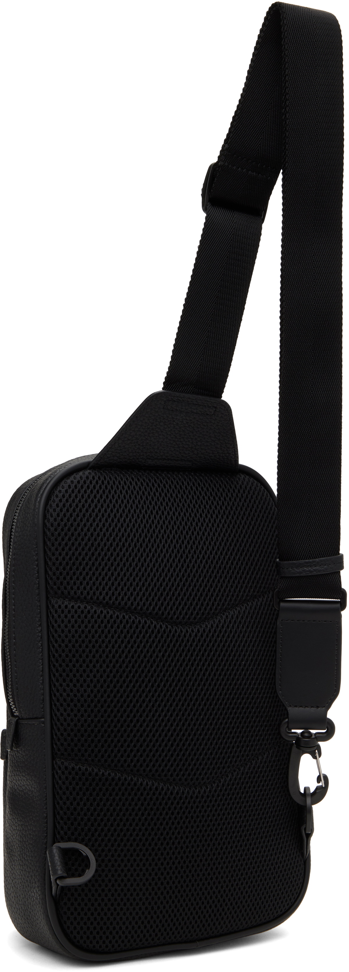 Hugo Black Grained Mono-Strap Backpack Hugo Boss